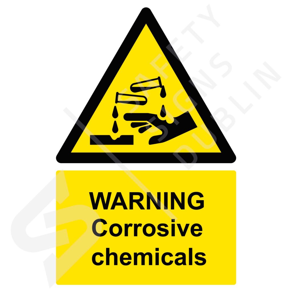 Warning Corrosive chemicals W8039 - Safety Signs Dublin