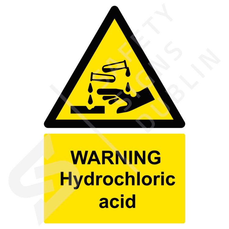 Warning Hydrochloric acid W8079 - Safety Signs Dublin