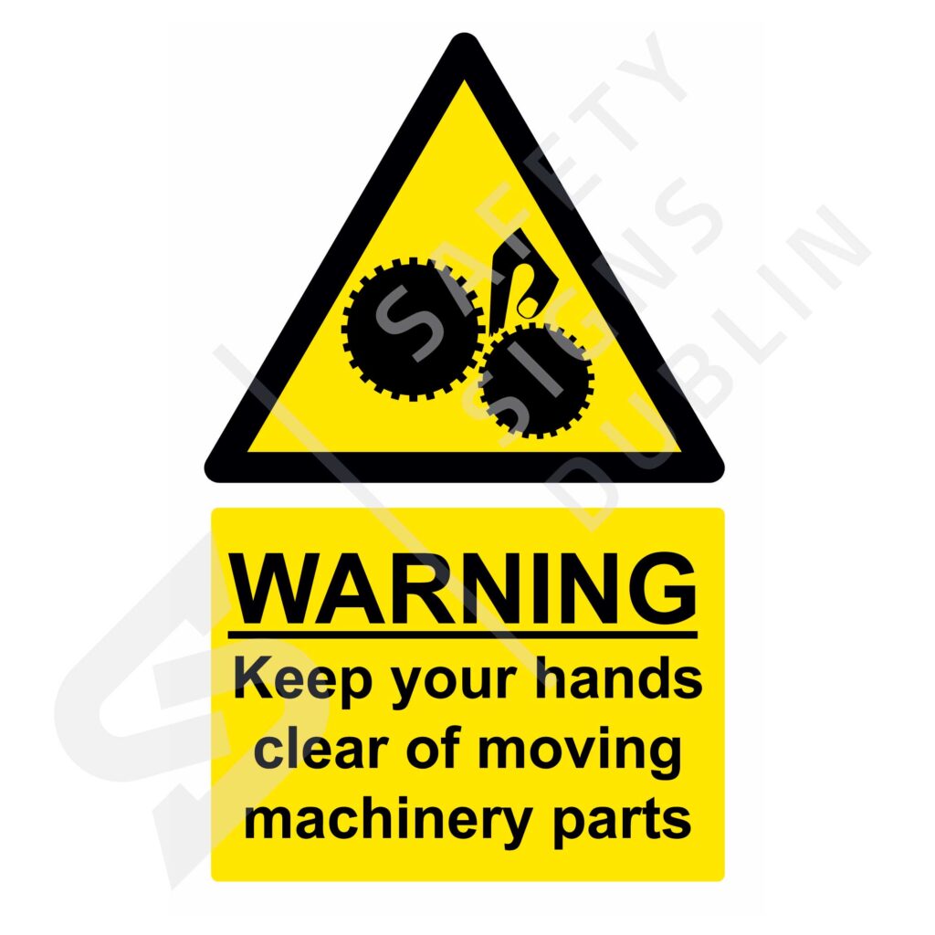 Warning Keep your hands clear of moving machinery parts W8154 - Safety ...